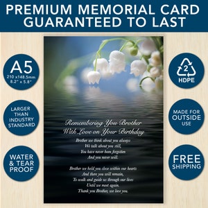 Brother Birthday Memorial Grave Card Brother Memorial Card Brother ...