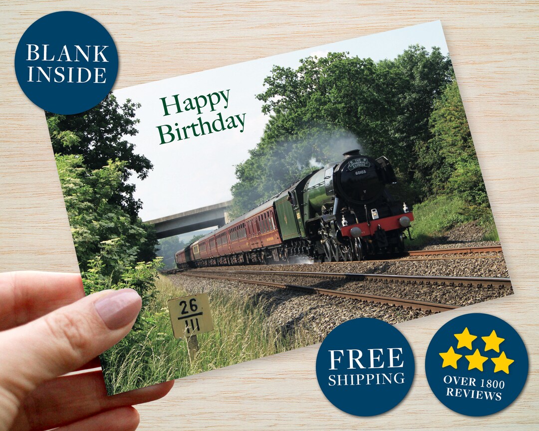 Train Birthday Card Flying Scotsman Steam Train Engine Locomotive Ideal ...