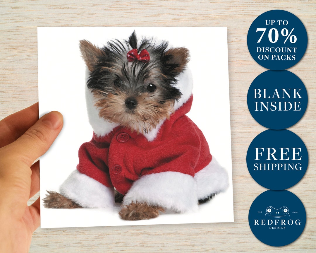 Yorkie Christmas Cards & Packs Santa Yorkie Yorkshire Terrier - Etsy