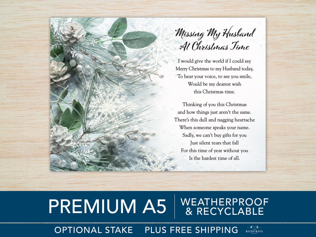 Husband Christmas Memorial Grave Card Memorial Christmas Grave Card ...