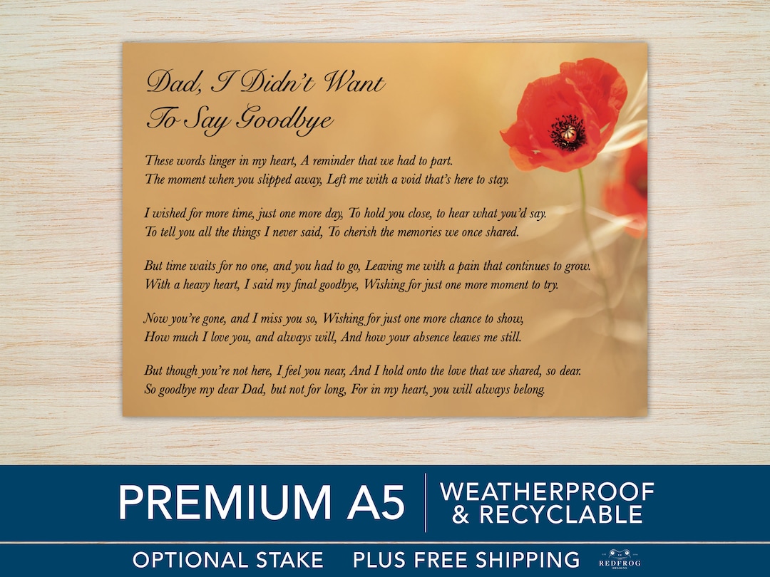 Dad Memorial Grave Card Funeral Tribute Dad in Heaven Graveside Card in ...