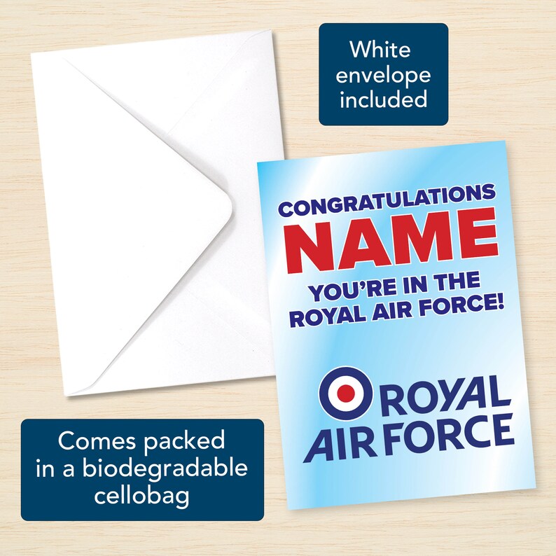 Personalised Royal Air Force Passing Out Card RAF Large A5 Premium Card ...