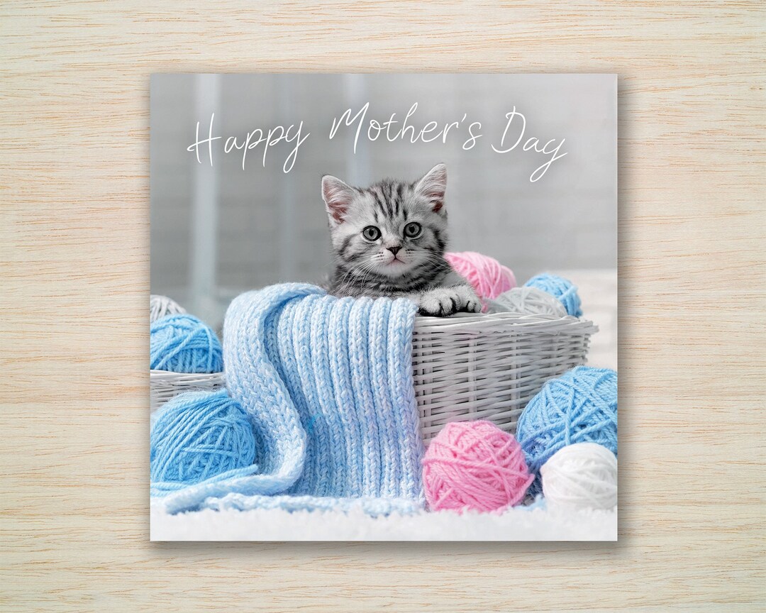 Grey Tabby Cat Mothers Day Card Kitten Mothers Day Card Cat Perfect for ...
