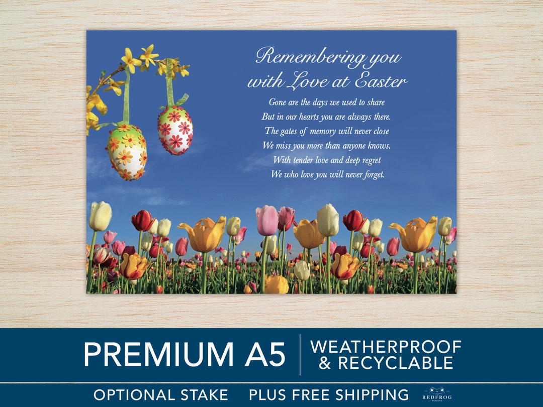 Easter Memorial Grave Card Easter in Heaven Graveside Memorial Card for ...