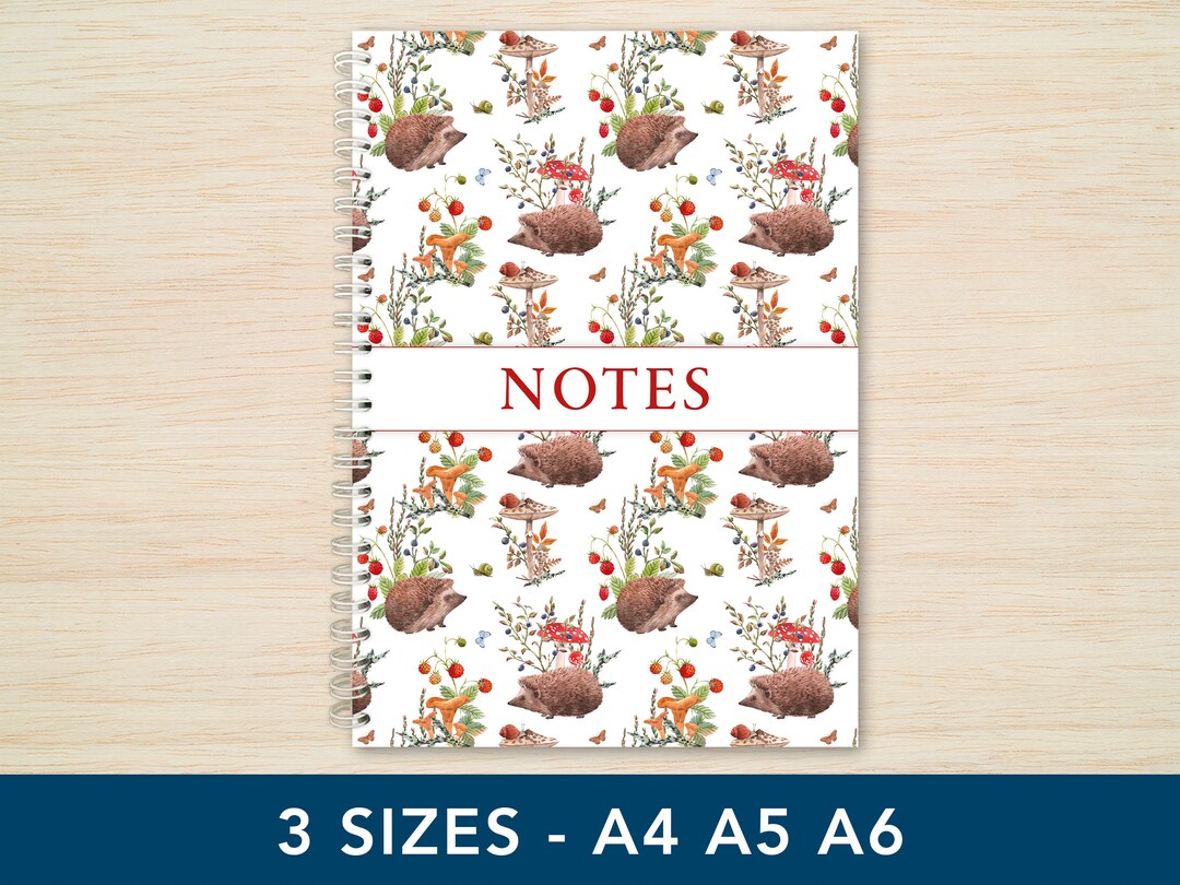 Hedgehogs Spiral Notebook A4 A5 A6 Notepad Plain or Lined Paper ...