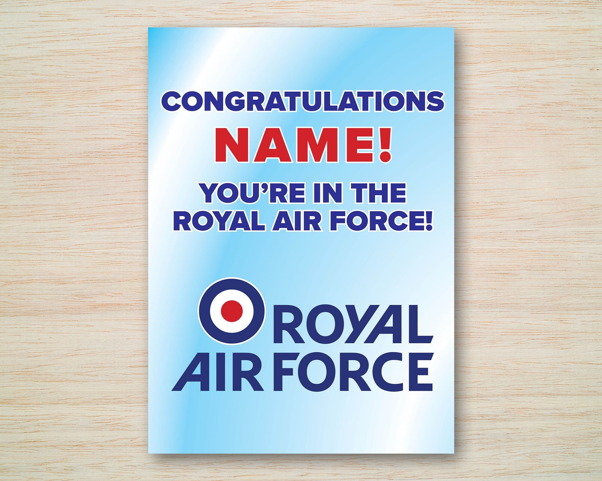 Personalised Royal Air Force Passing Out Card RAF Large A5 - Etsy UK