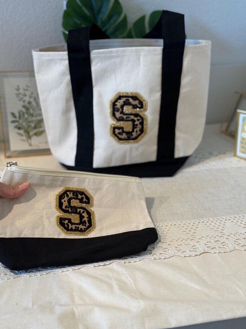 Leopard Initial Canvas Tote Bag, Personalized Gift - Etsy