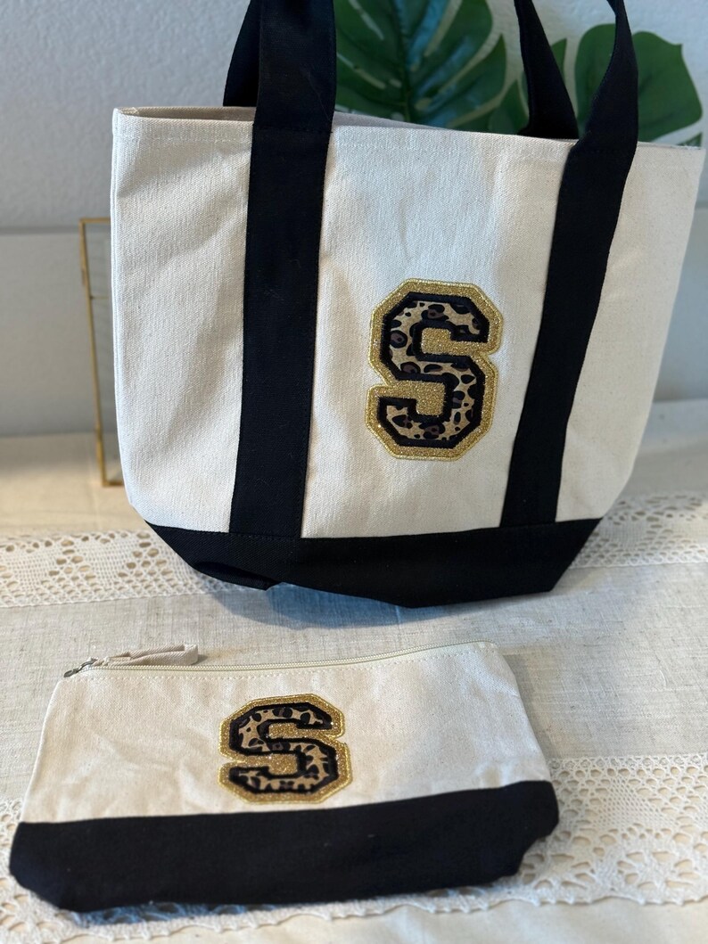 Leopard Initial Canvas Tote Bag, Personalized Gift - Etsy