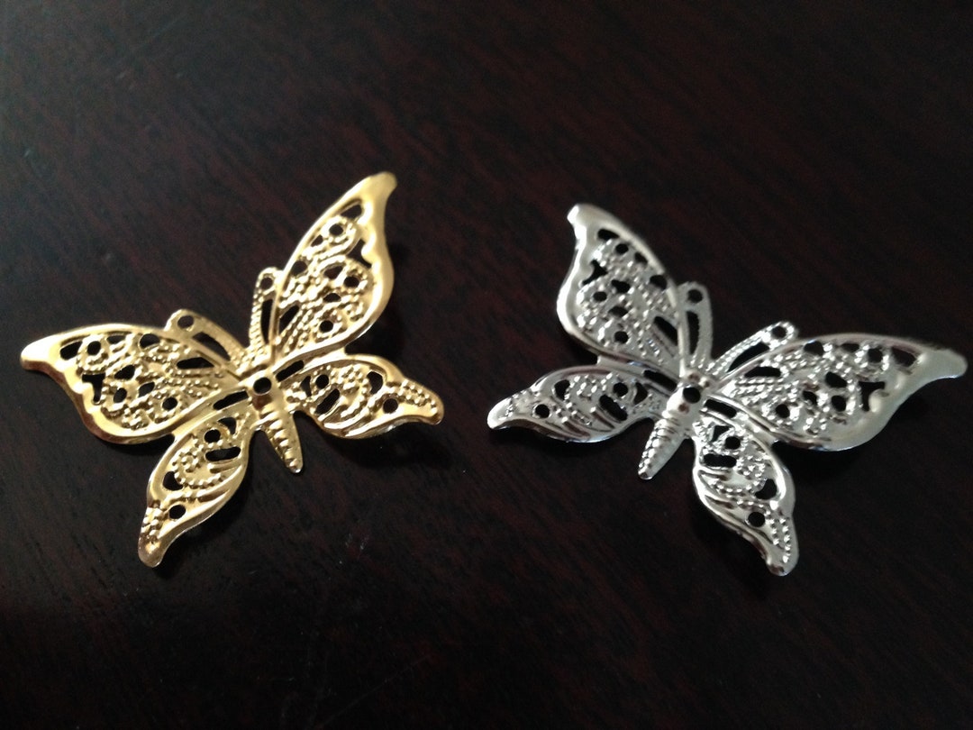 Gold or Silver Butterflies Small Filigree Butterflies Embellishments ...