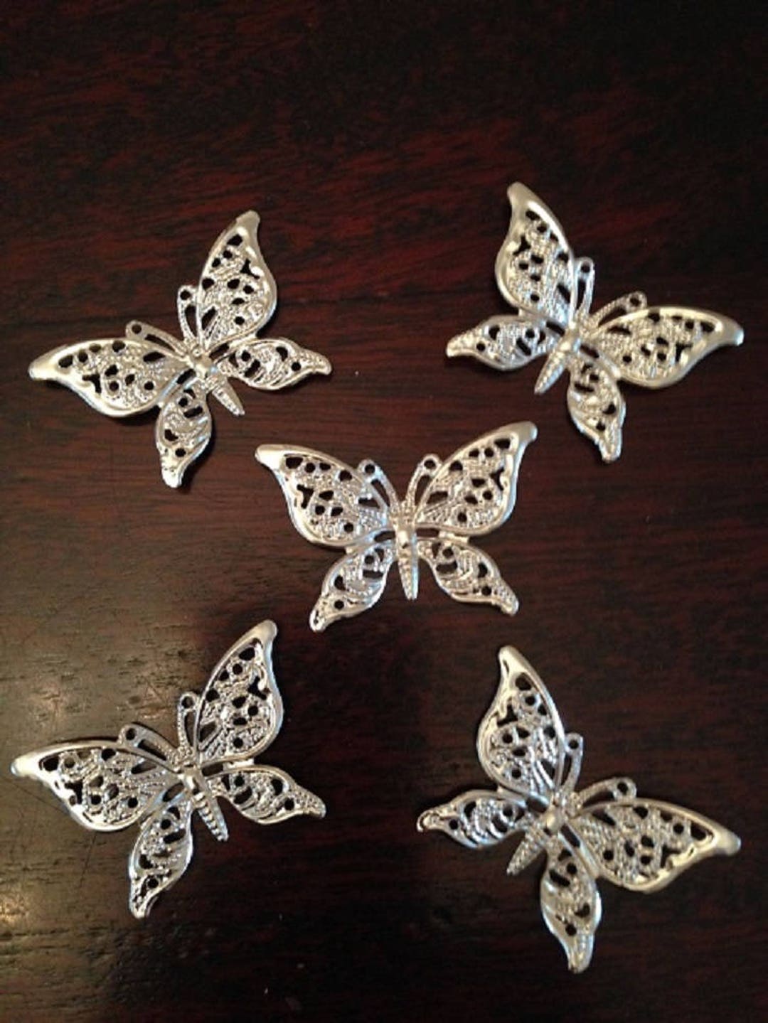 5 X Small Silver Filigree Butterflies Embellishments Metal Wings - Etsy