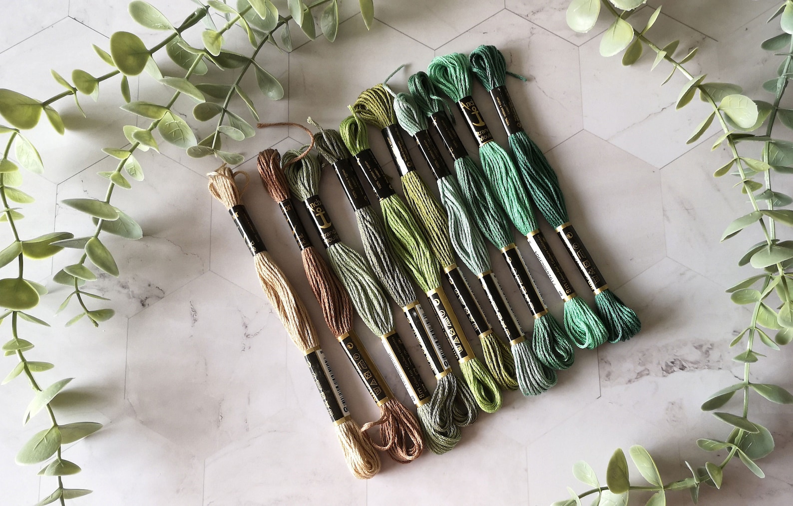 Pack of 10 Embroidery Threads in Shades of Green Coloured | Etsy