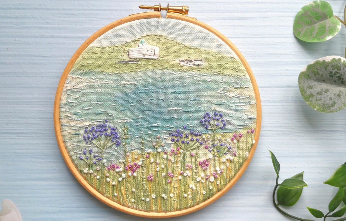 Burgh Island Coastal Hand Embroidery Kit - Etsy