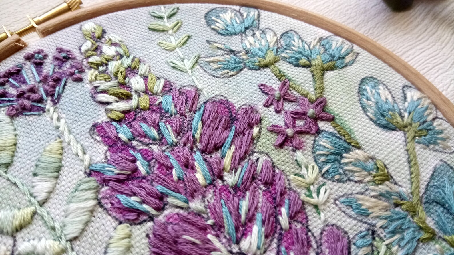 Embroidery Pattern, Lupin Floral Embroidery Design on Fabric - Etsy