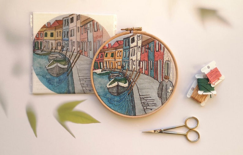 Canal Walk Linen Embroidery Pattern - Etsy