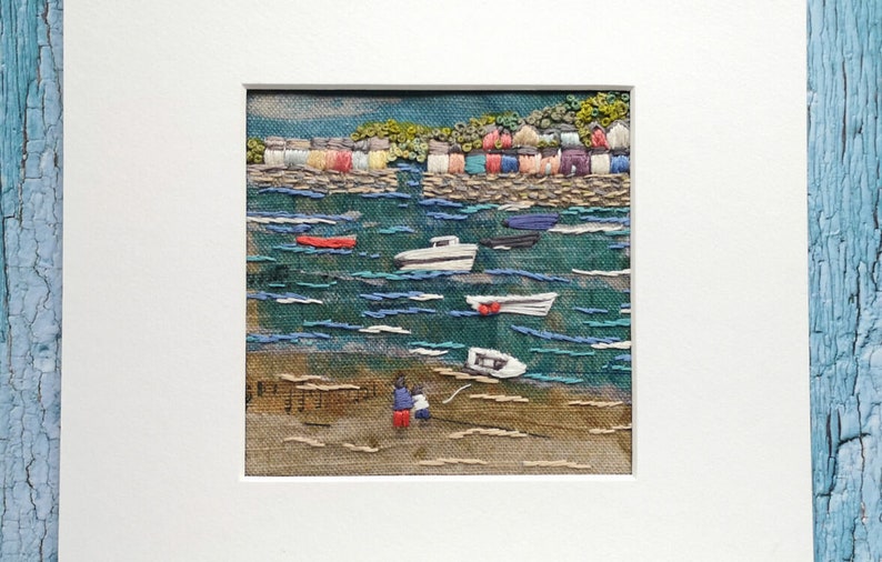On the Shoreline Embroidery Pattern, Contemporary Coastal Hand ...