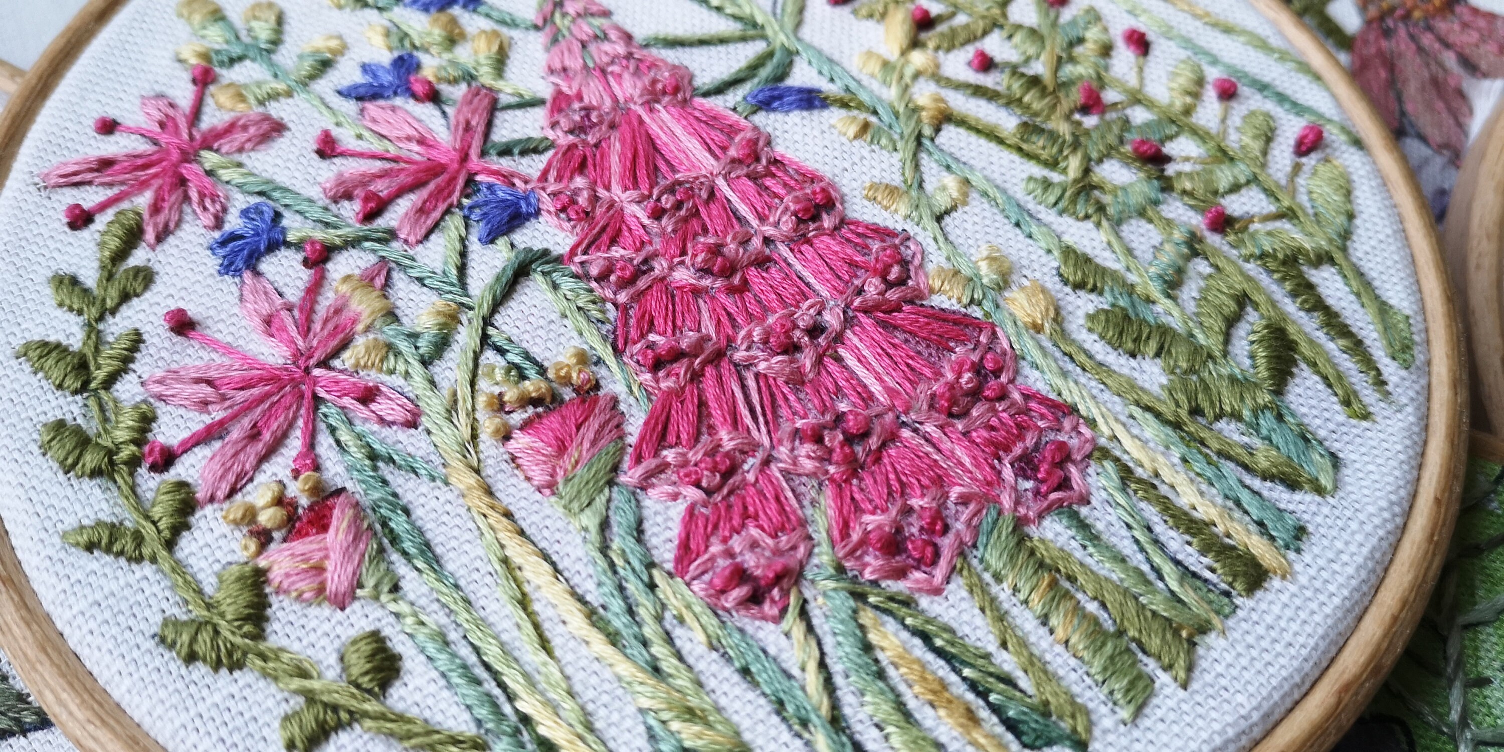 Embroidery Kit, Foxglove Flowers Hand Embroidery Kit for Beginners ...