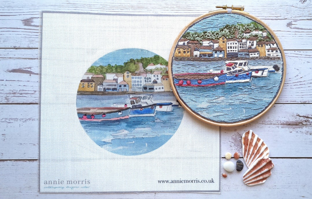 Embroidery Pattern, Seaside Crewel Design, St Ives Embroidery Panel - Etsy