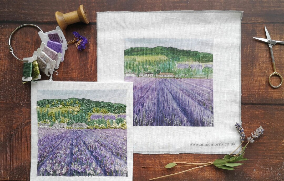 Lavender Fields Luxury Hand Embroidery Pattern - Craft Project - Floral ...