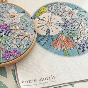 Embroidery Pattern, Hand Embroidery Design, Cosmos Flower Pre Printed ...