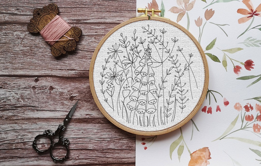 Foxglove Floral Embroidery PDF Pattern - Etsy