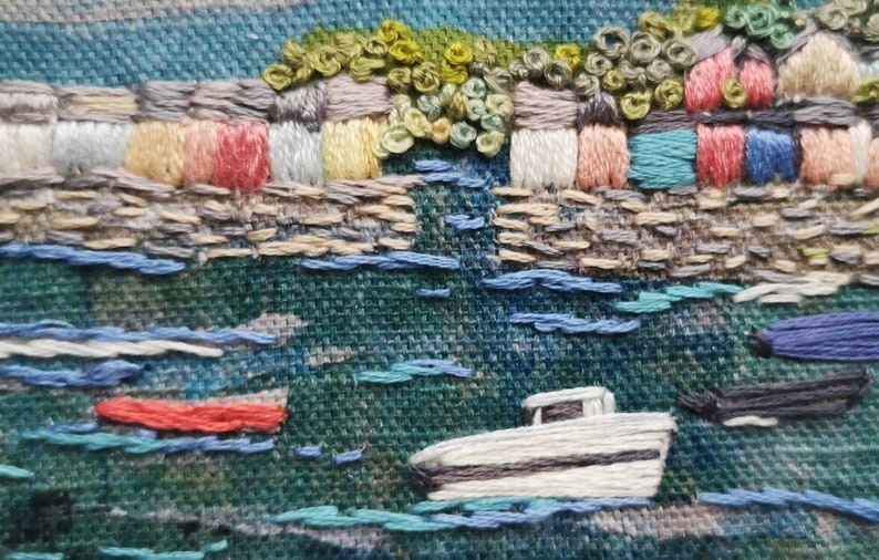 On the Shoreline Embroidery Pattern, Contemporary Coastal Hand ...