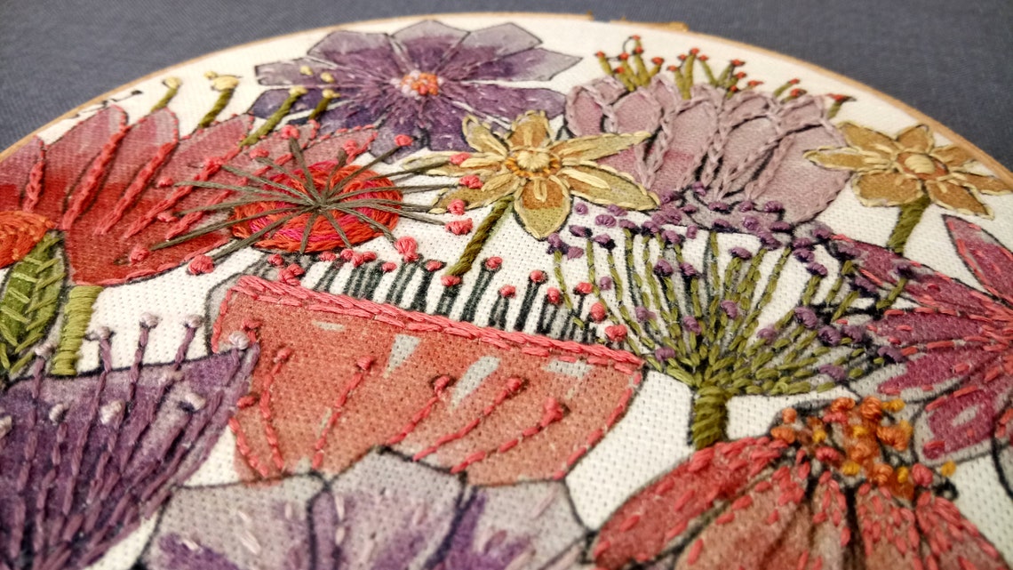 Botanical embroidery pattern x 3 | Etsy