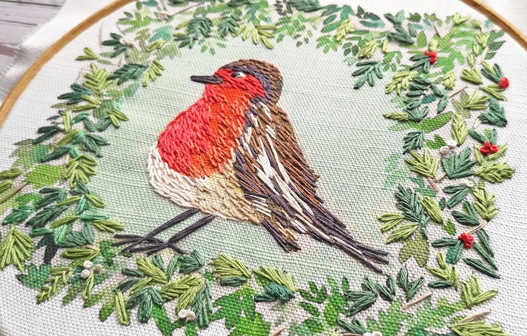 Christmas Robin Hand Embroidery Design - Etsy