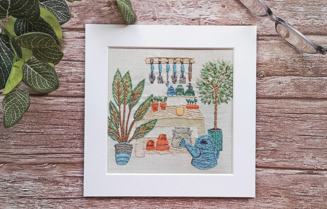 The Potting Shed Luxury Embroidery Panel, Pre Printed Linen to ...
