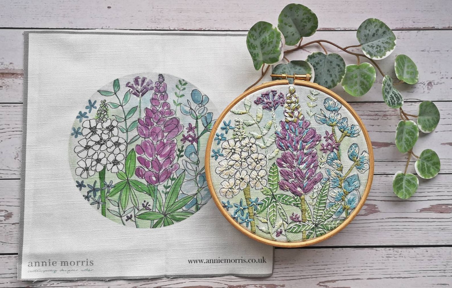 Embroidery Pattern, Lupin Floral Embroidery Design on Fabric - Etsy