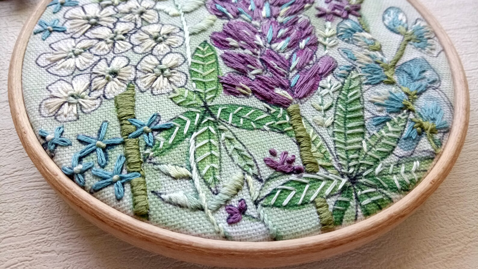 Embroidery Pattern, Lupin Floral Embroidery Design on Fabric - Etsy