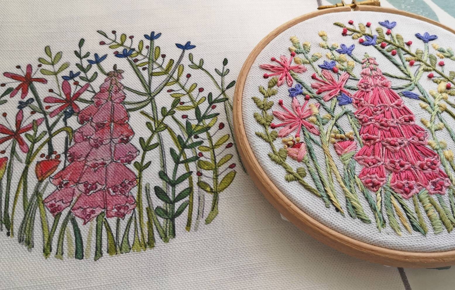 Embroidery Pattern, Foxglove Flowers Embroidery Pattern - Etsy UK