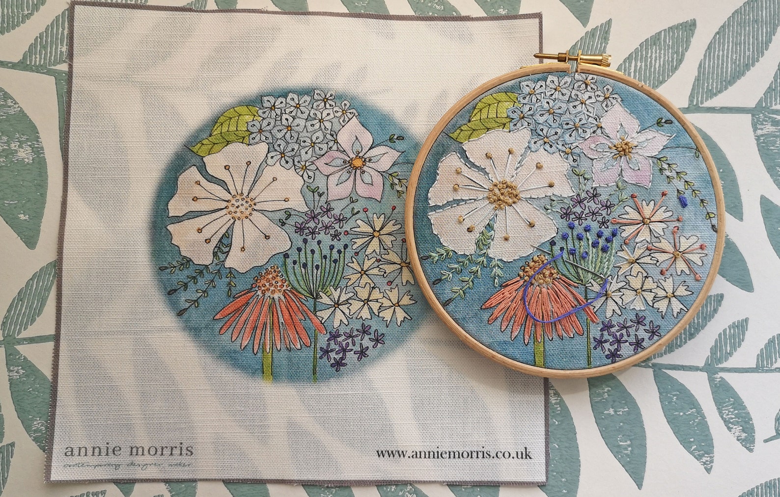 Embroidery Pattern, Hand Embroidery Design, Cosmos Flower Pre Printed ...