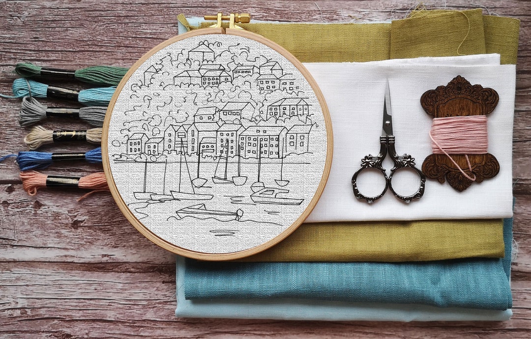 Kingswear Coastal Embroidery PDF Pattern - Etsy