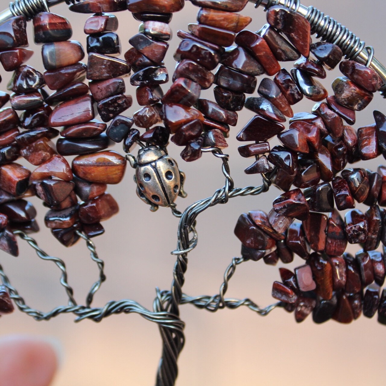 Ladybug Charmed Red Tiger Eye Crystal Beaded Tree of Life - Etsy