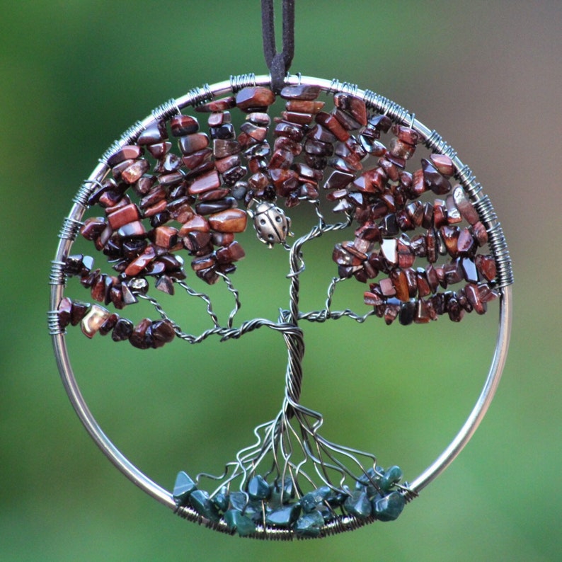 Ladybug Charmed Red Tiger Eye Crystal Beaded Tree of Life - Etsy
