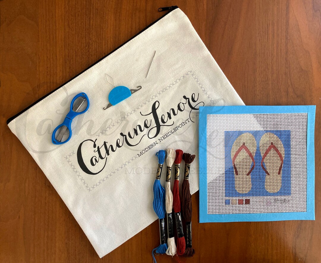 DIY Stitch Kit | Beige Flip Flops | Flip Flops Needlepoint Kit - Etsy