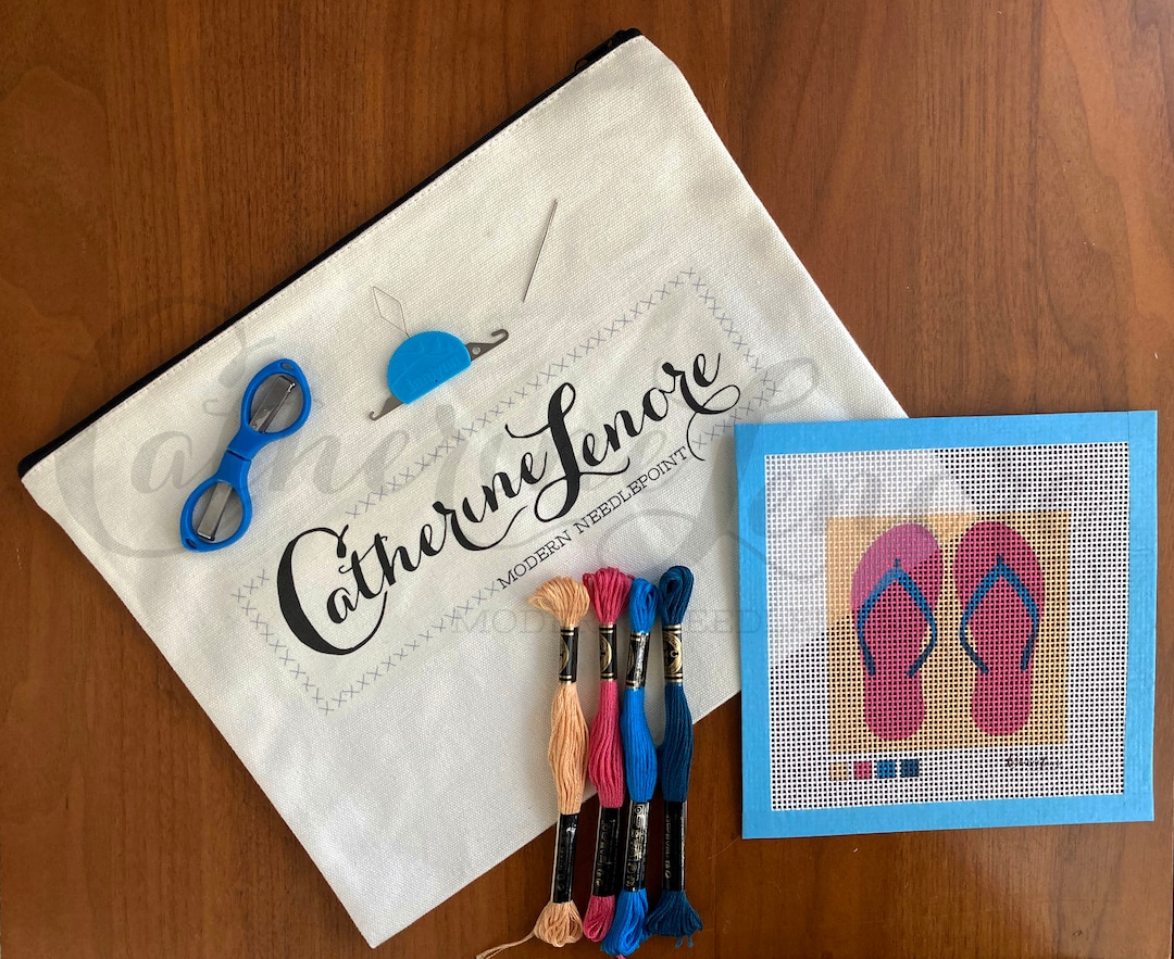 DIY Stitch Kit | Hot Pink Flip Flops | Flip Flops Needlepoint Kit - Etsy