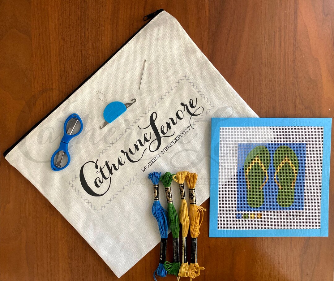DIY Stitch Kit | Green Flip Flops | Flip Flops Needlepoint Kit - Etsy