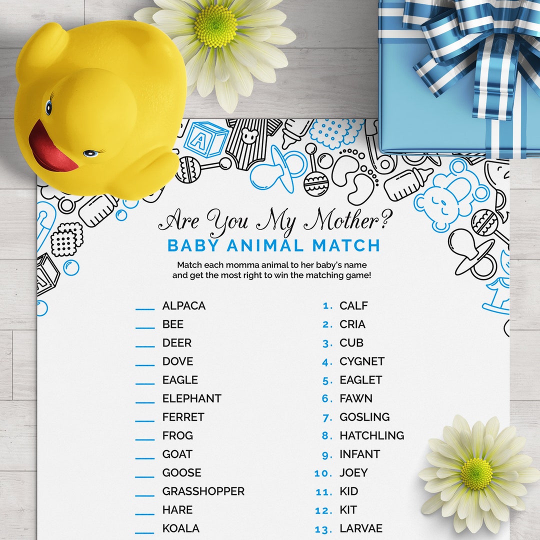 Baby Shower Games - Are You My Mother? / Baby Animal Matching Game ...