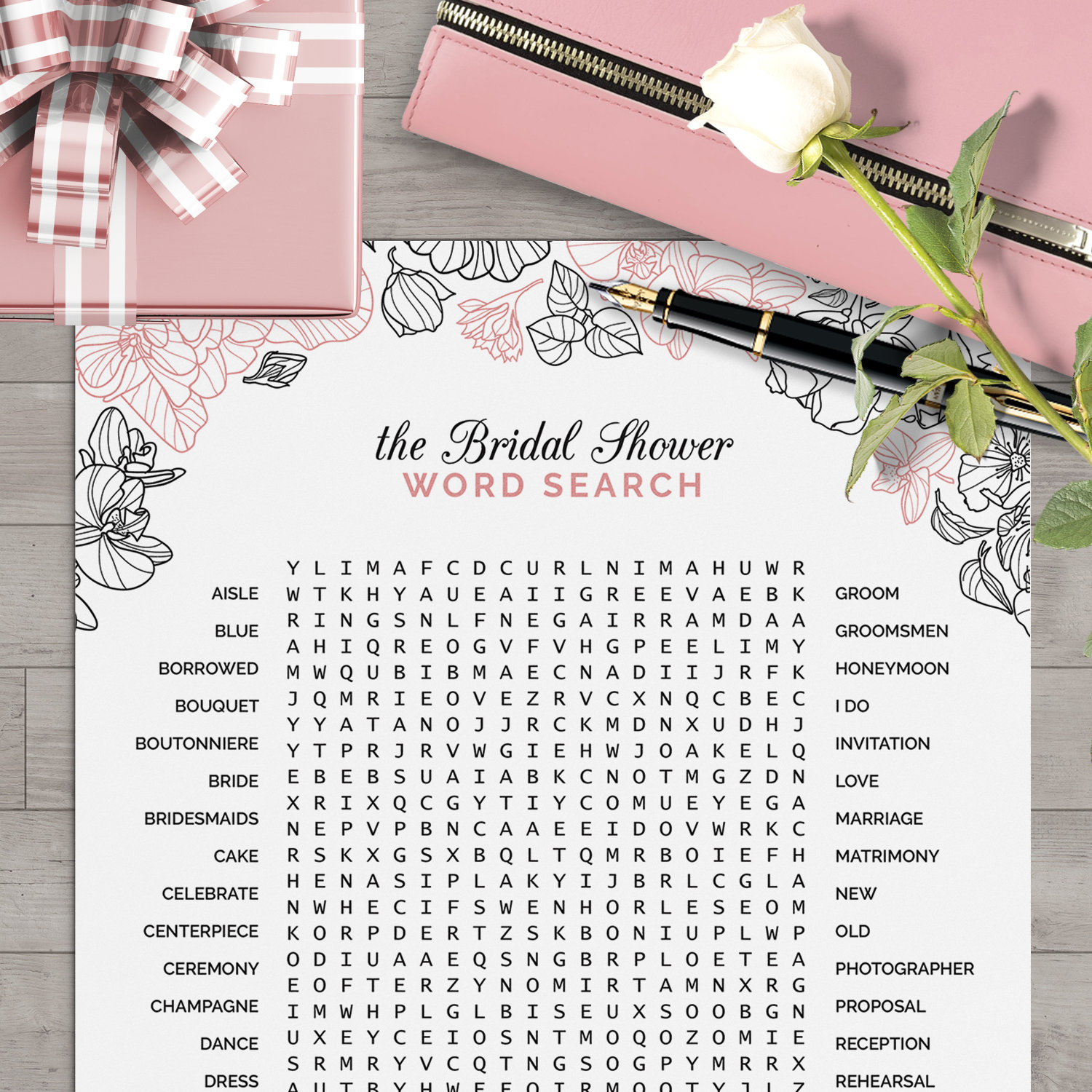 Bridal Shower Games Word Search / Bachelorette Party Game / - Etsy España
