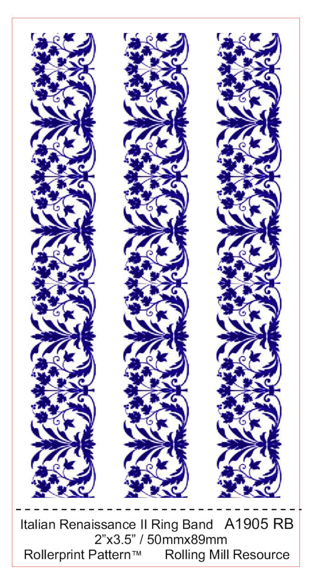 A1905 RB (italian Renaissance II) Low Relief Pattern 2"x 3.5" (laser ...