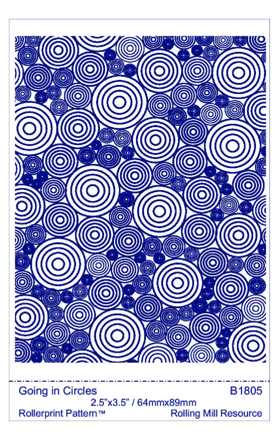 B1805 (going in Circles) Rolling Mill Low Relief Pattern 2.5" X 3.5 ...