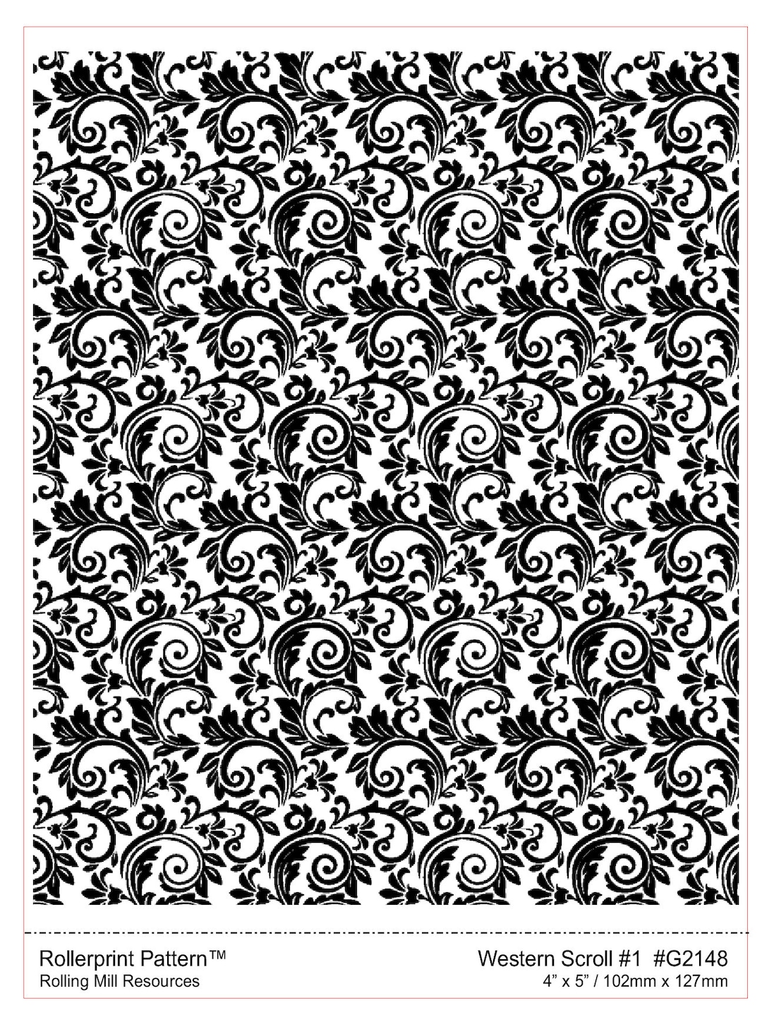 G2148 Rolling Mill (western Scroll #1) 4"x5" Low Relief Pattern (laser ...