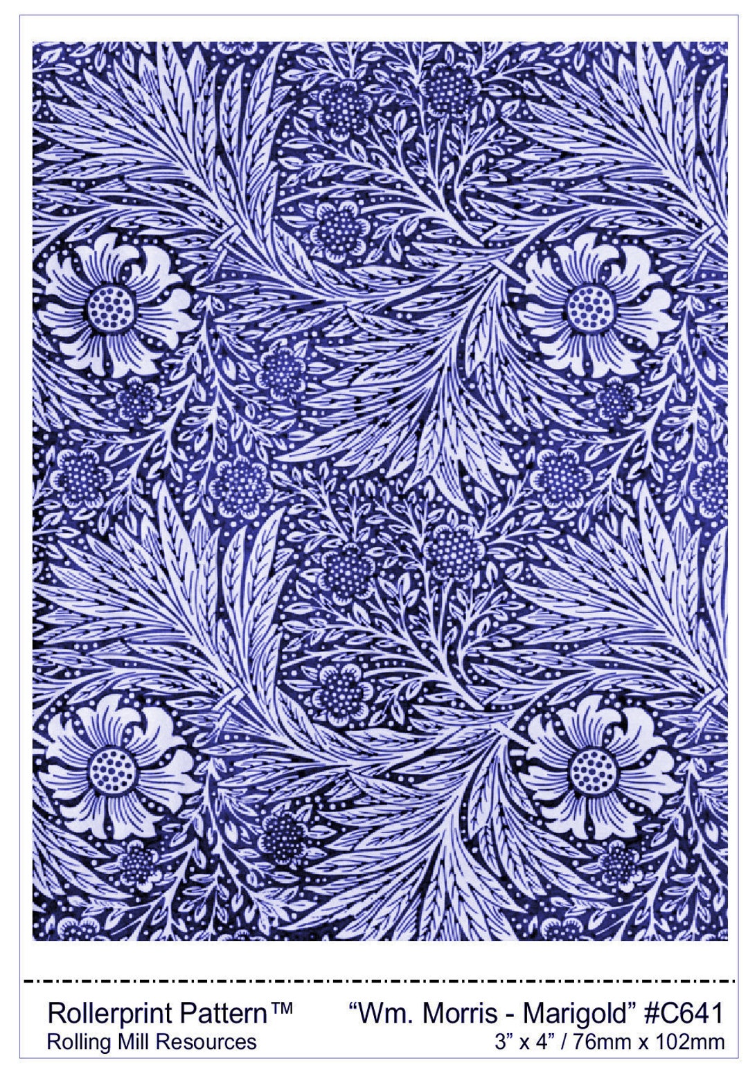 C641 Rolling Mill Rollerprint Pattern (william Morris- Marigold) 3"x 4 ...