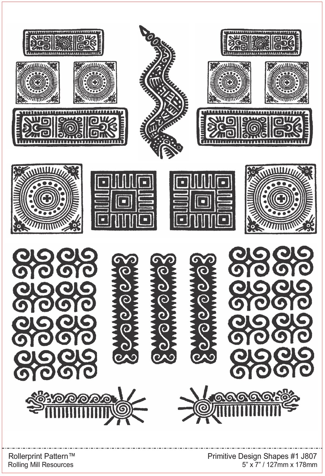 J807 (primitive Design Shapes #1) Rolling Mill Low Relief Pattern 5"x7 ...