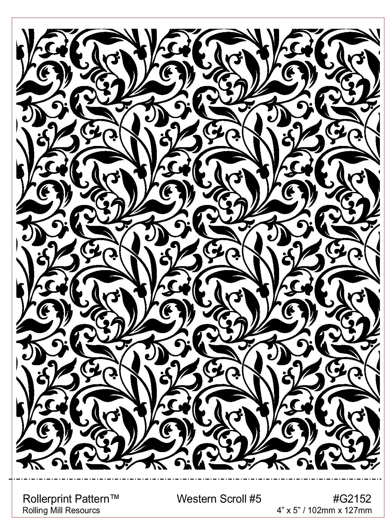 G2152 Rolling Mill (western Scroll #5) 4"x5" Low Relief Pattern (laser ...