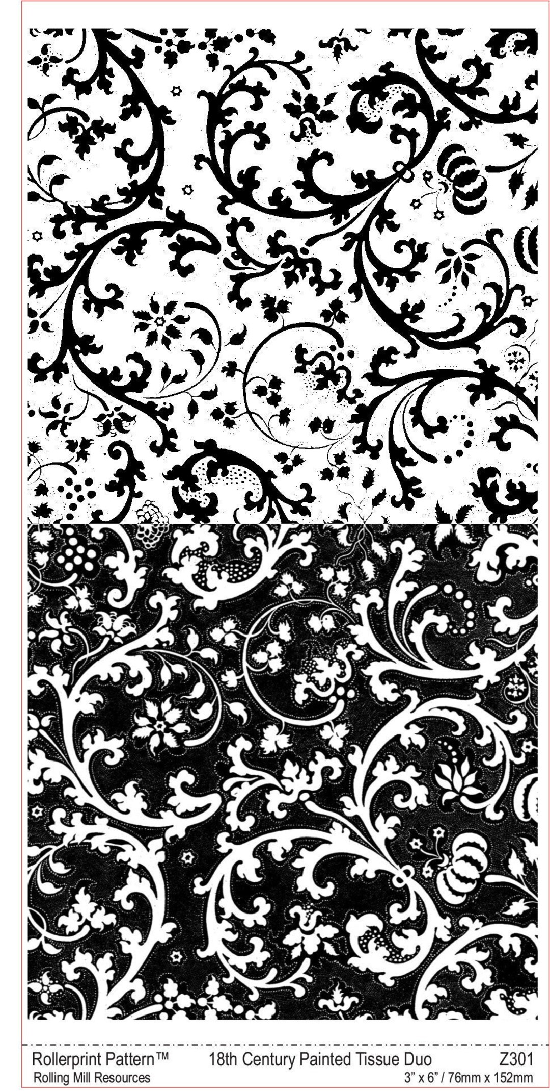 Z301 18th Century Tissue Paper Duo Pattern) Rolling Mill/metal Clay Low ...