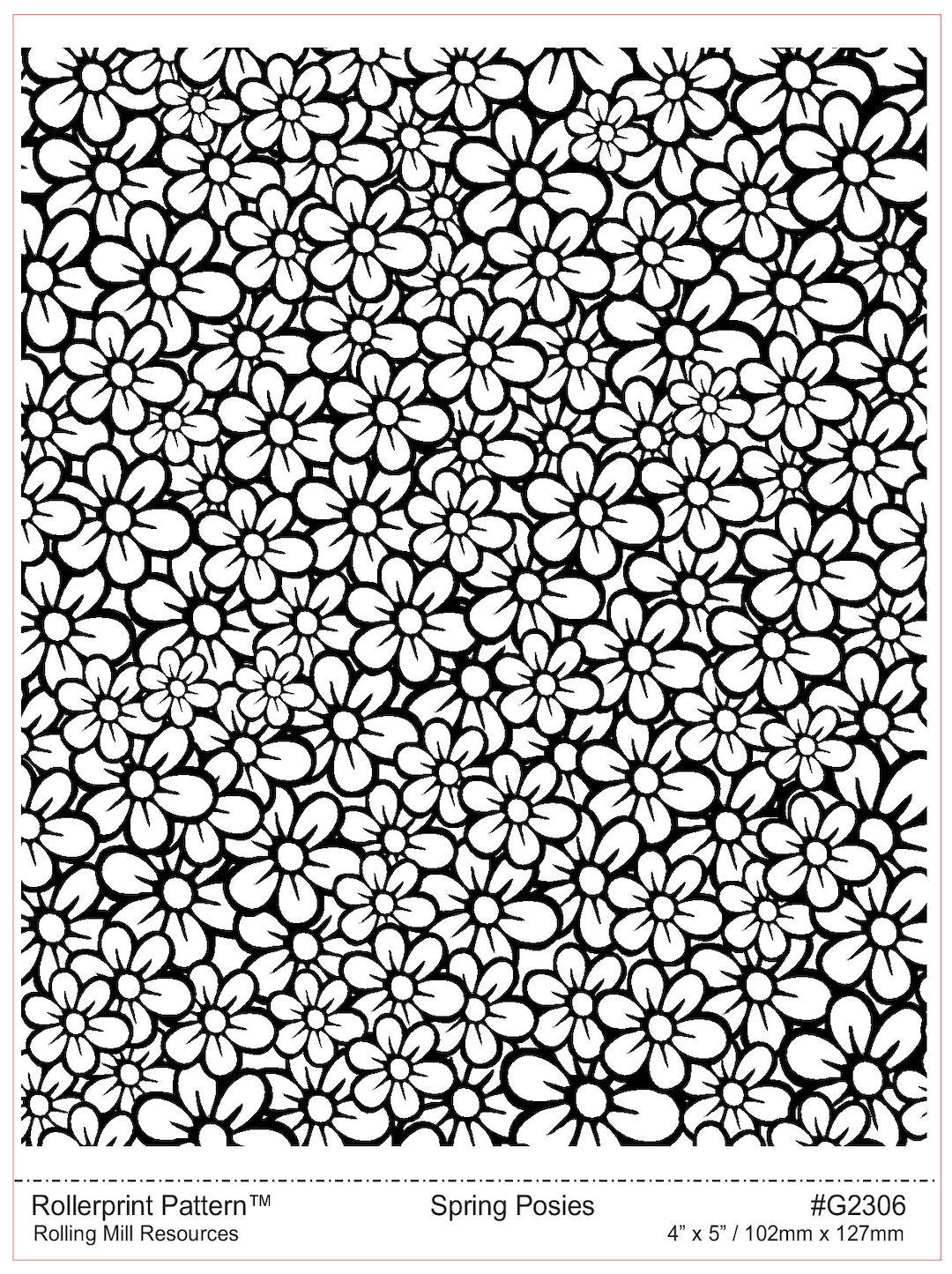 2306 (spring Posies) Low Relief Pattern 3" X 4", 4" X 5" and 2.0" X 7 ...