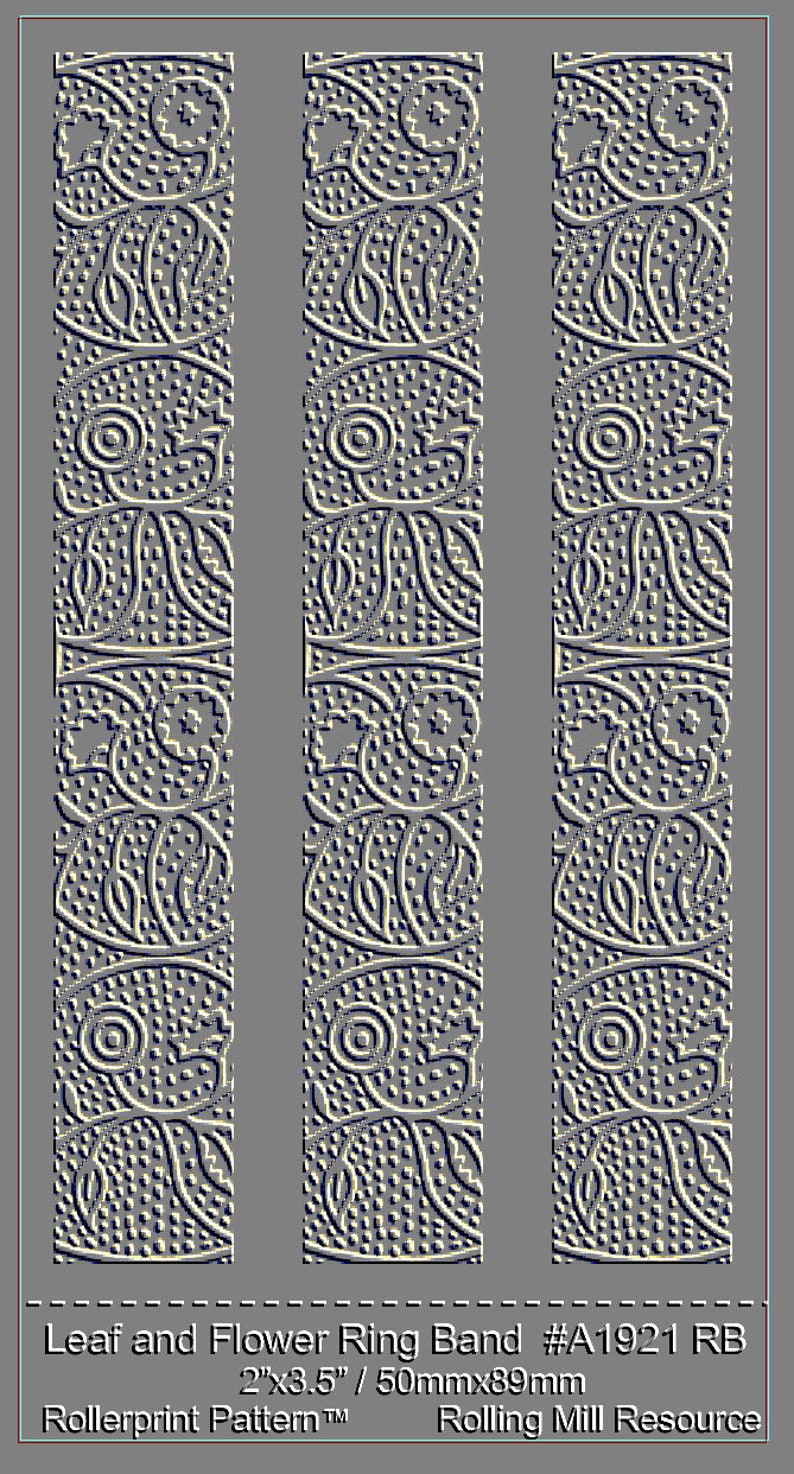 A1921 RB Leaf and Flower Design Ring Band Rolling Mill Low | Etsy