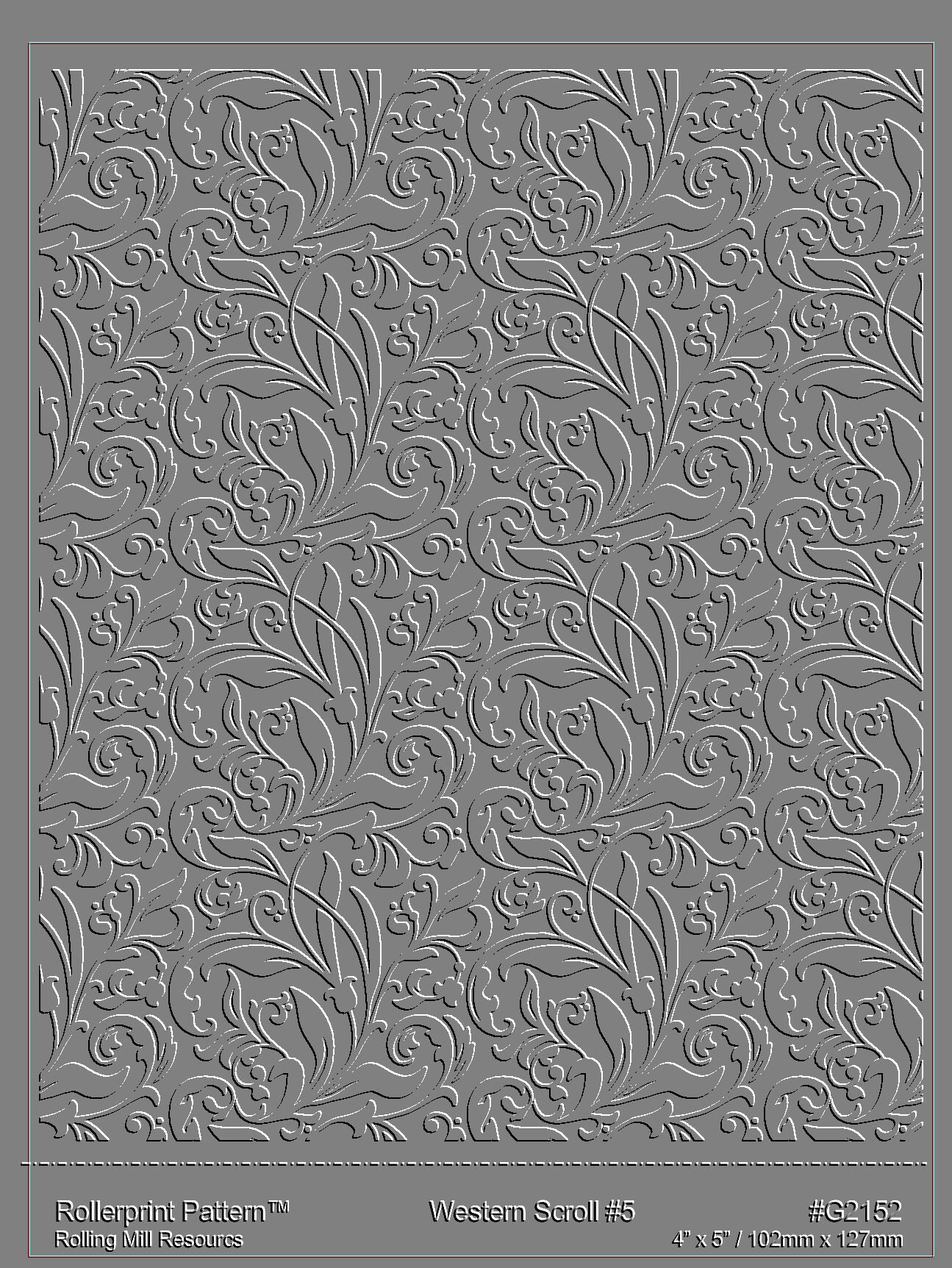 G2152 Rolling Mill (western Scroll #5) 4"x5" Low Relief Pattern (laser ...